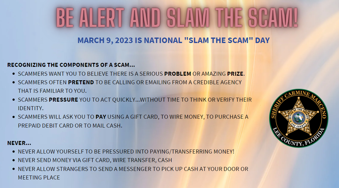 MARCH 9, 2023…”SLAM THE SCAM” DAY